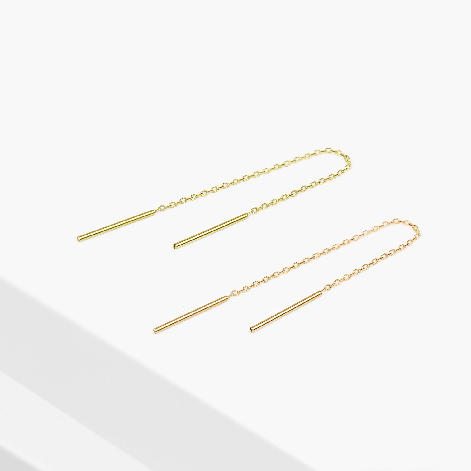 14k Solid Gold Double Bar Threader Earring – a day like
