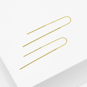 14k Solid Gold Long Bar Threader Earring – a day like